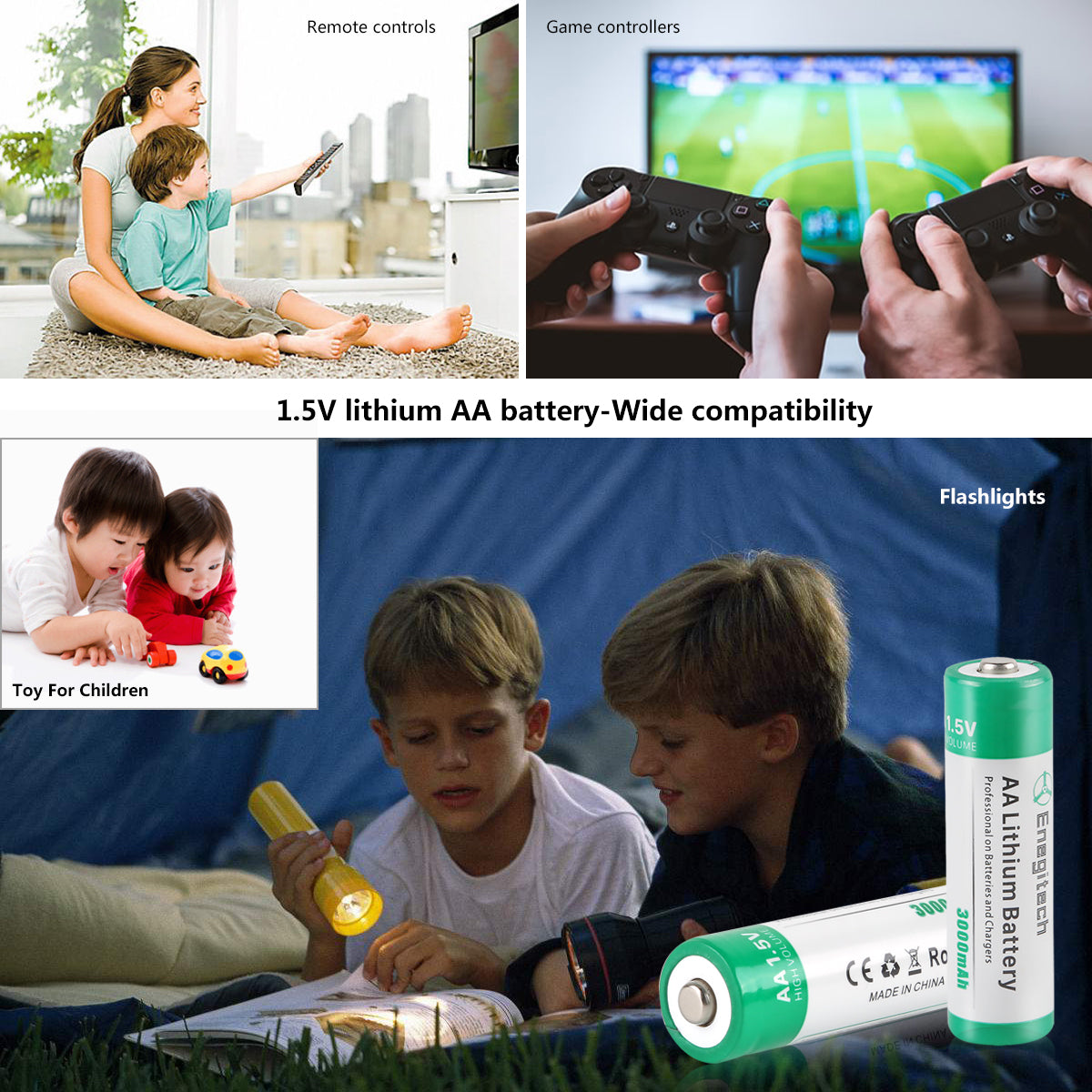Enegitech AA 1.5V Lithium Battery Non-Rechargeable 16 Pack